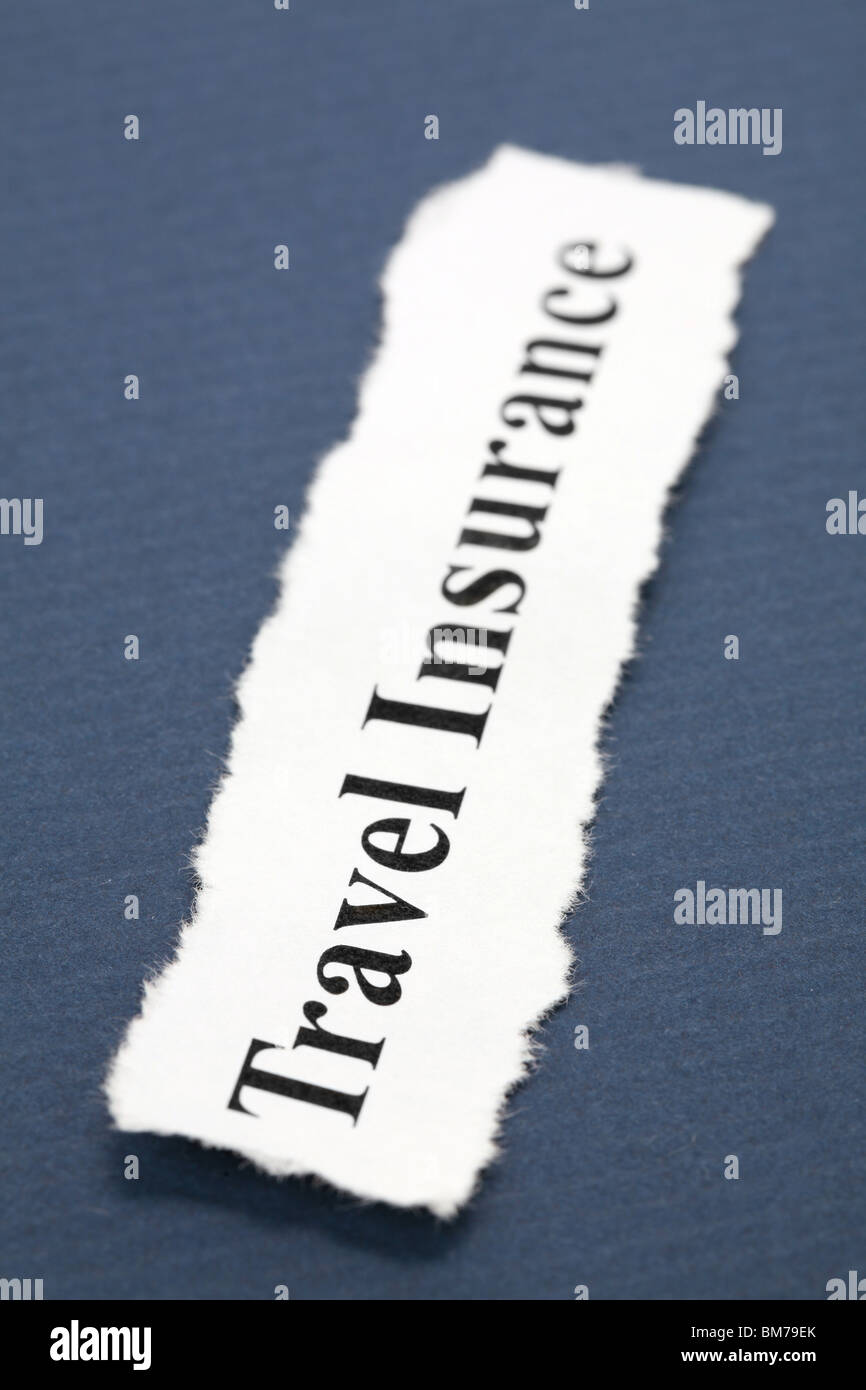 Headline of Travel Insurance with blue background Stock Photo - Alamy