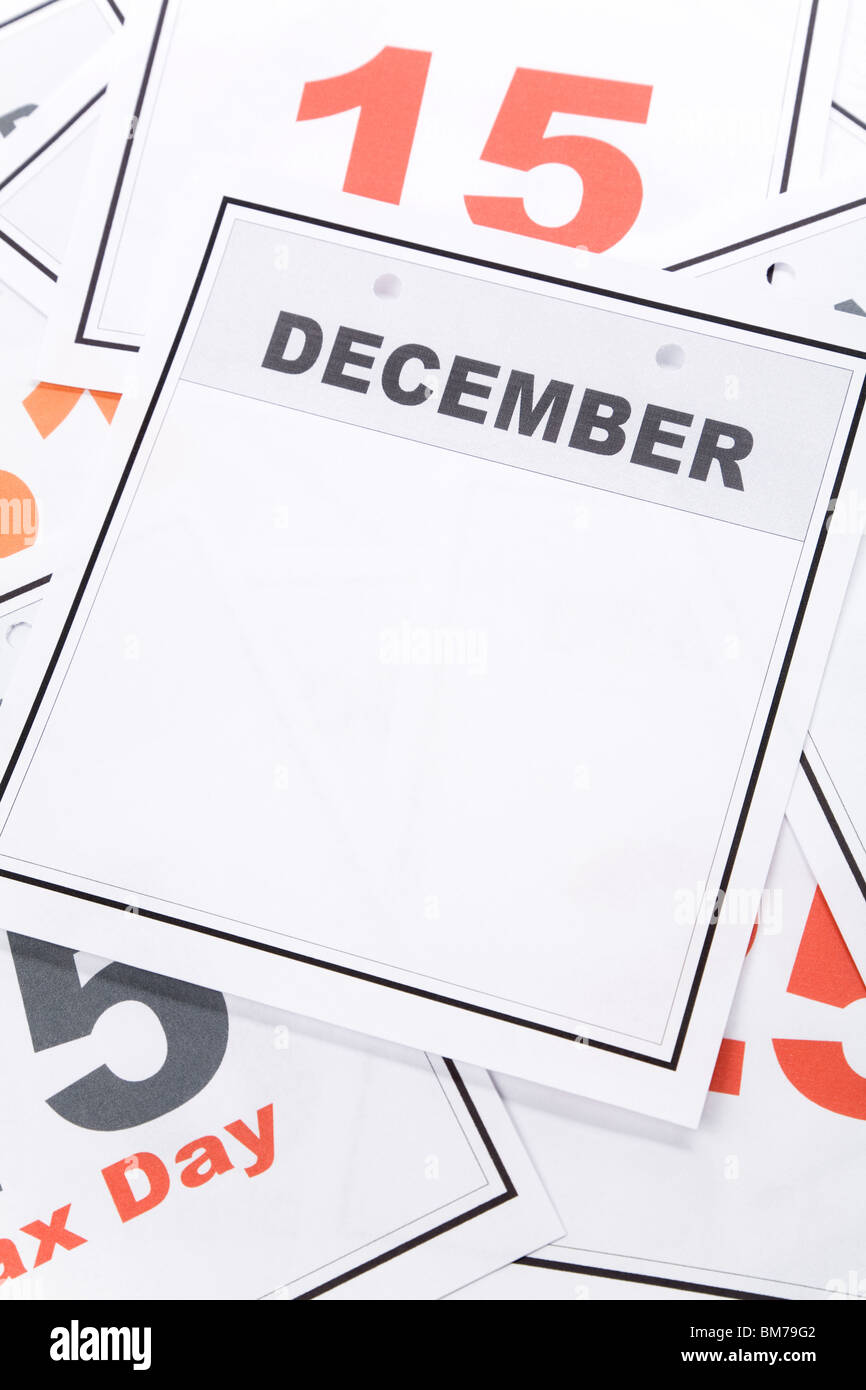 Blank Calendar, December, close up for background Stock Photo - Alamy