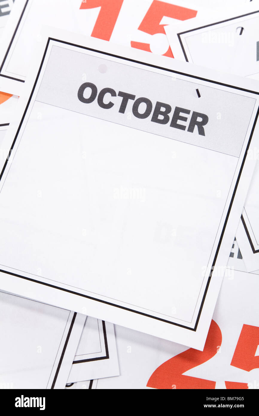 Month calendar october hi-res stock photography and images - Alamy