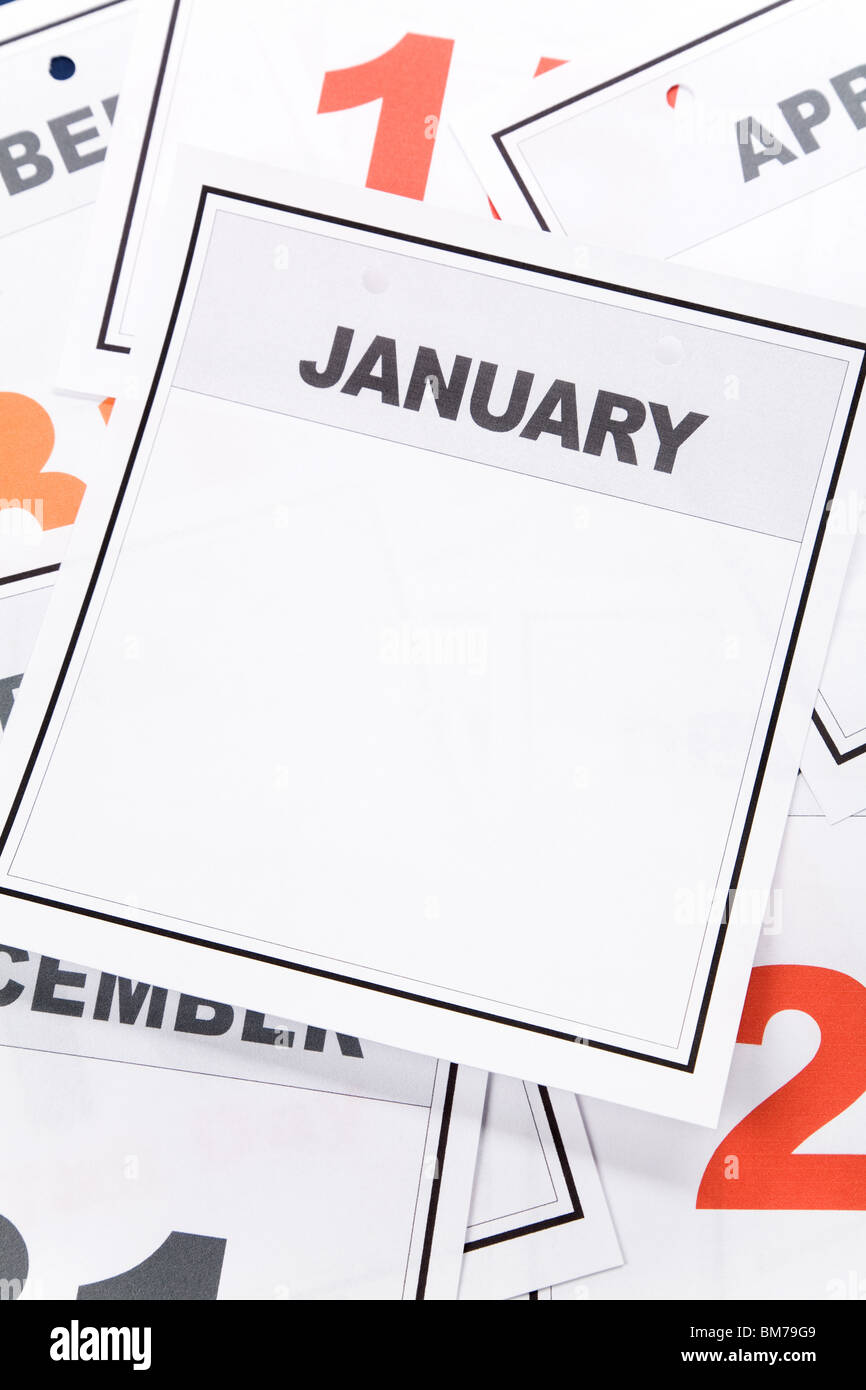 Blank Calendar, January, close up for background Stock Photo - Alamy