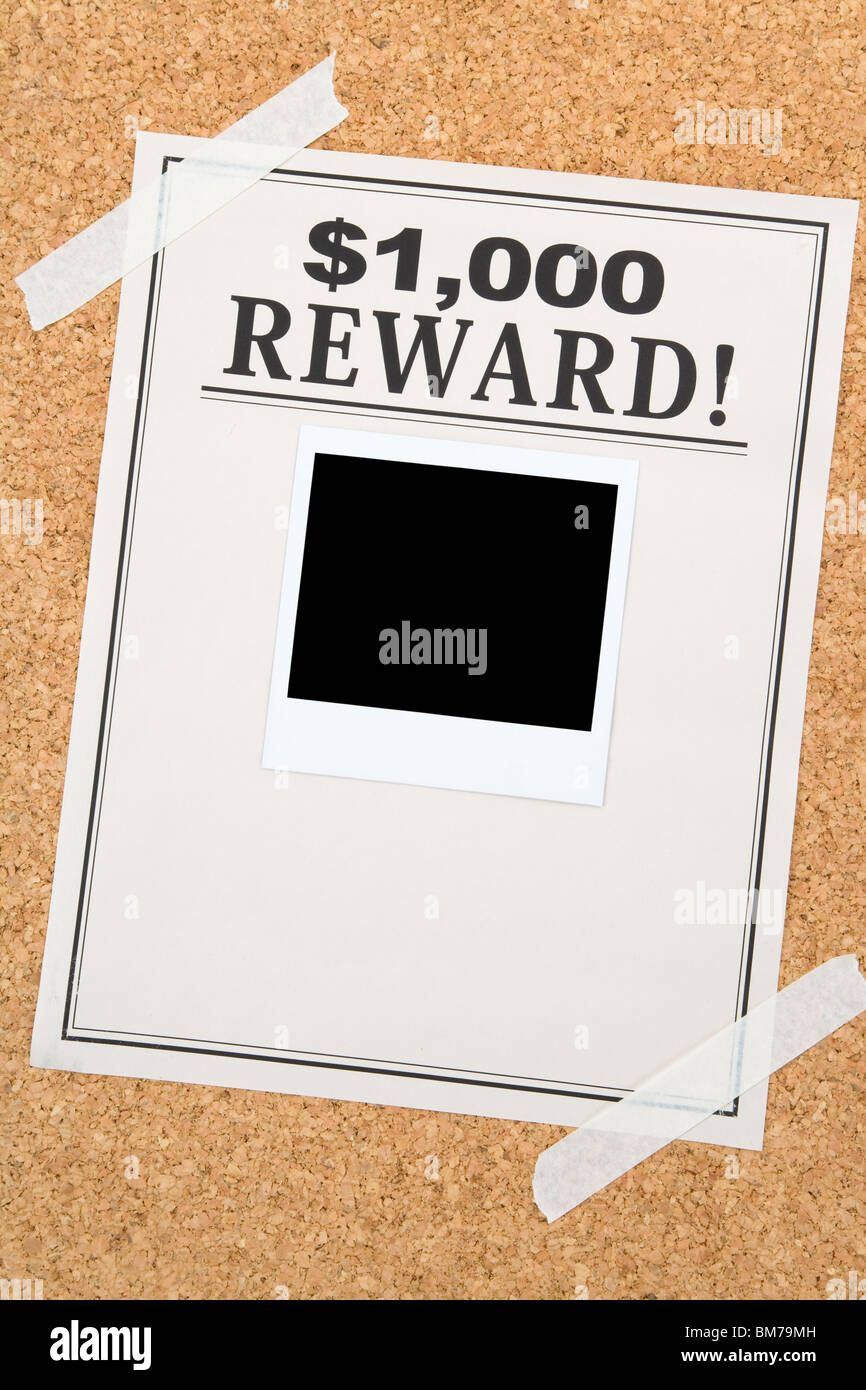 Reward poster close up shot Stock Photo - Alamy
