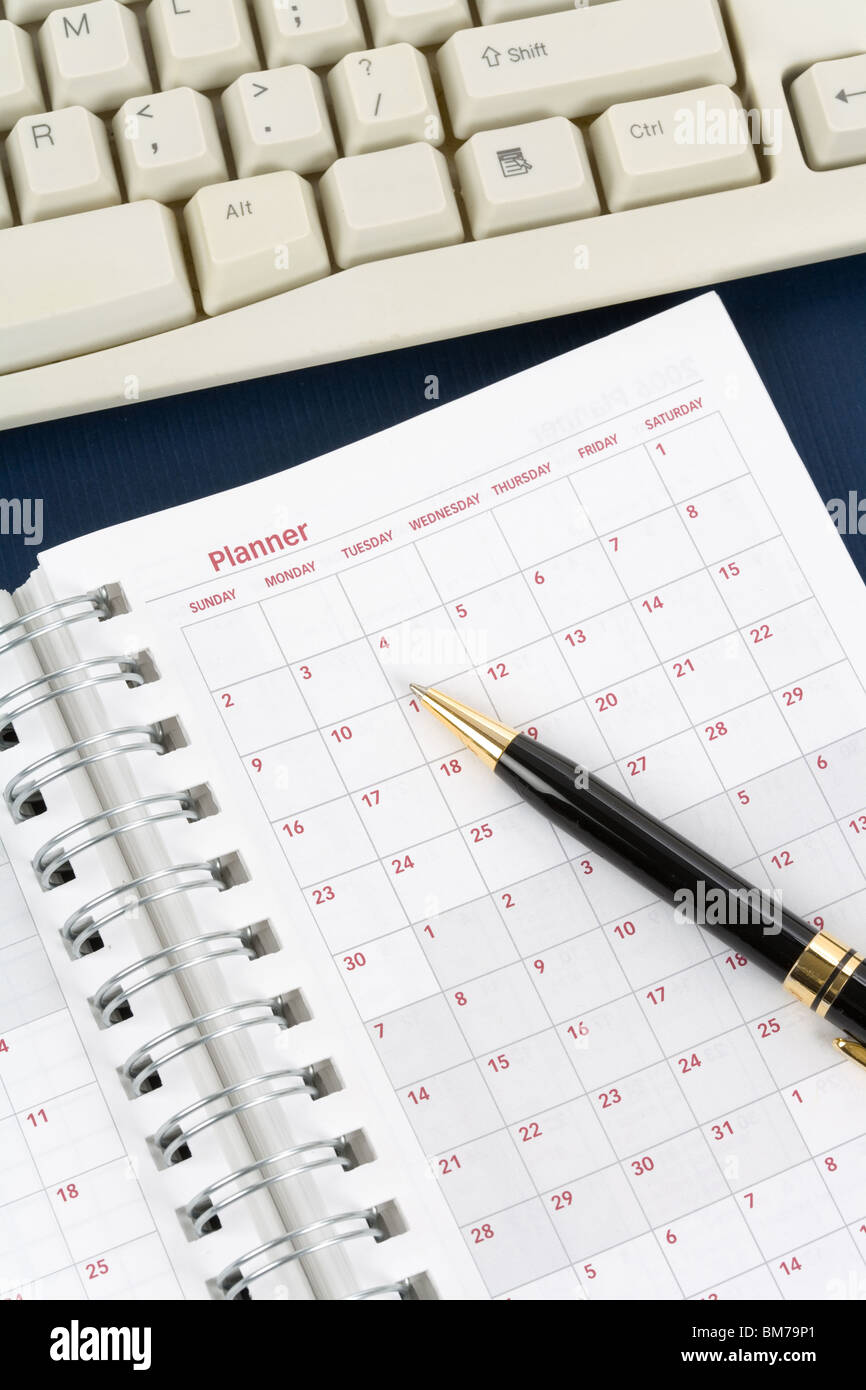 calendar and computer keyboard close up Stock Photo - Alamy