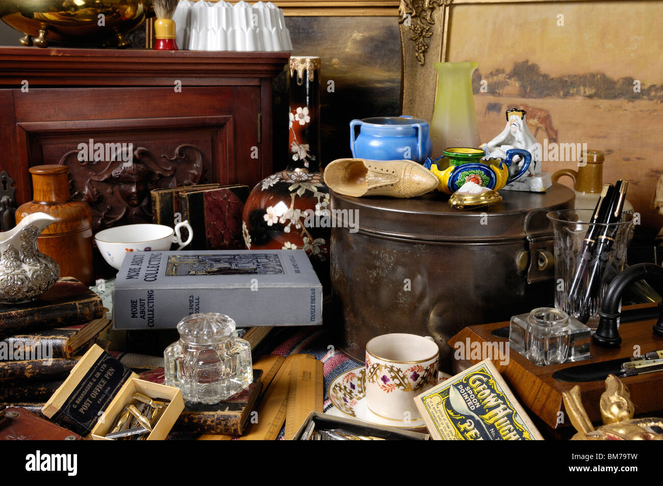 A selection of small antique and collectable items as may be seen on a ...