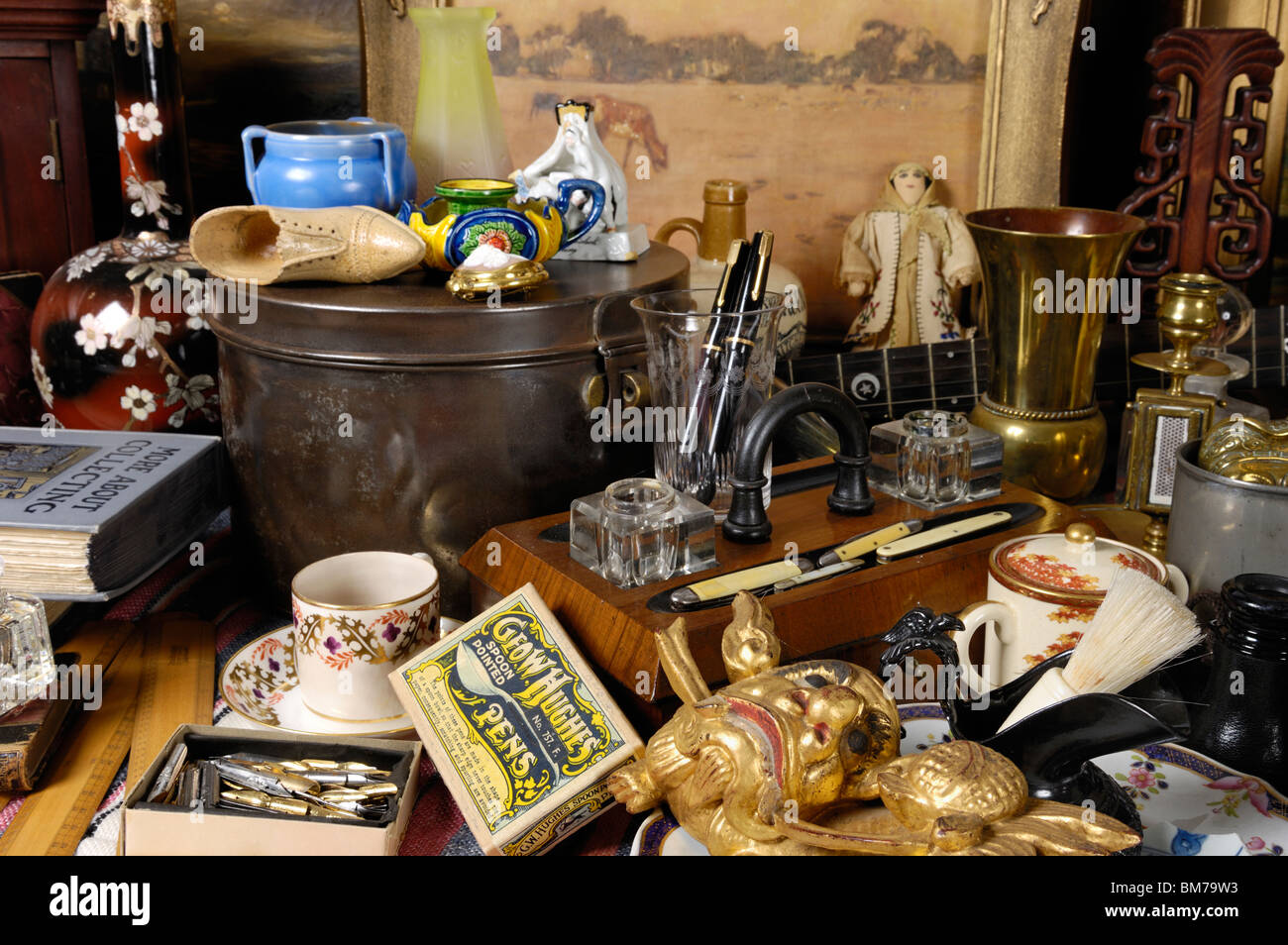 A selection of small antique and collectable items as may be seen on a ...