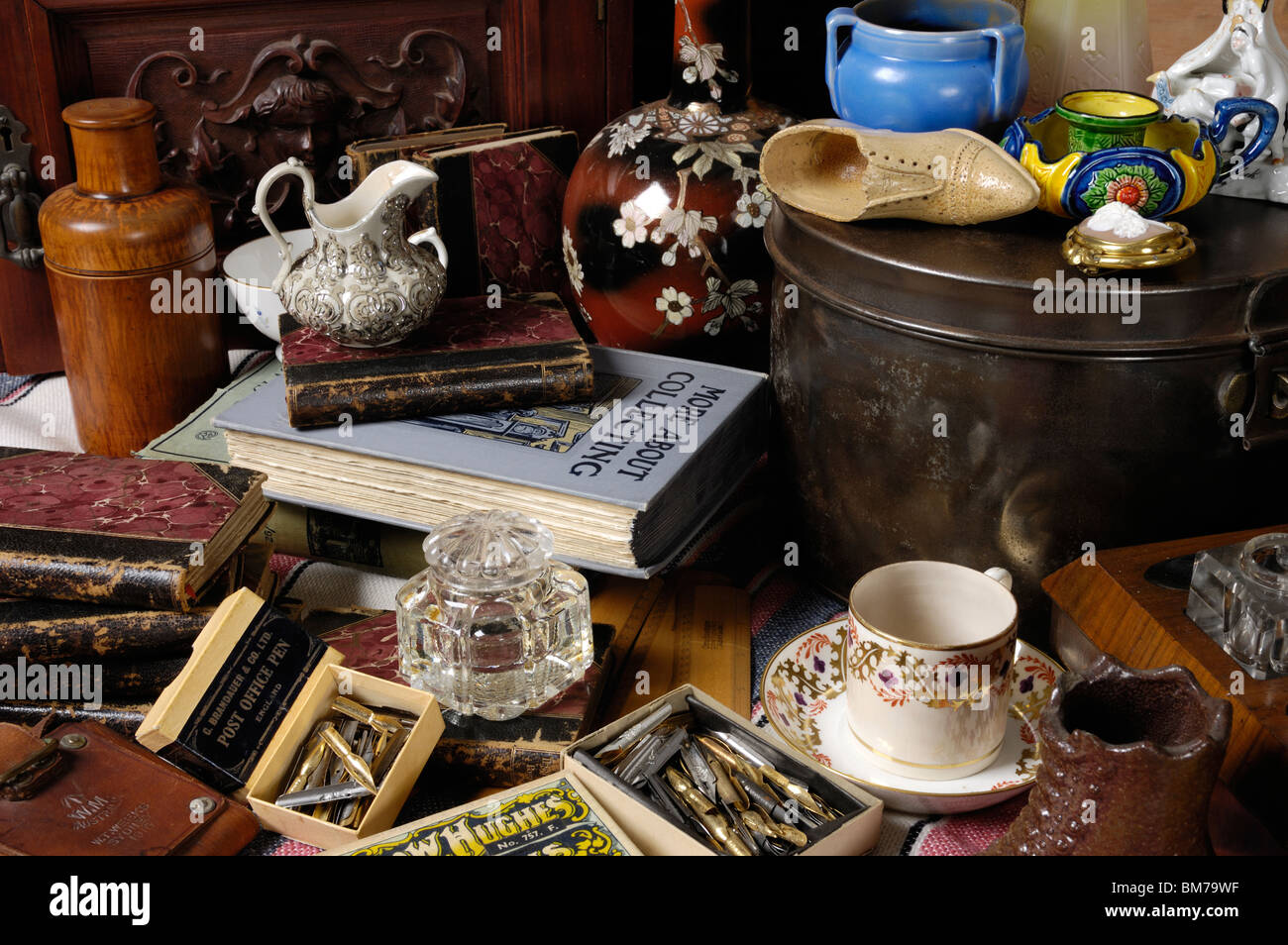 A selection of small antique and collectable items as may be seen on a ...