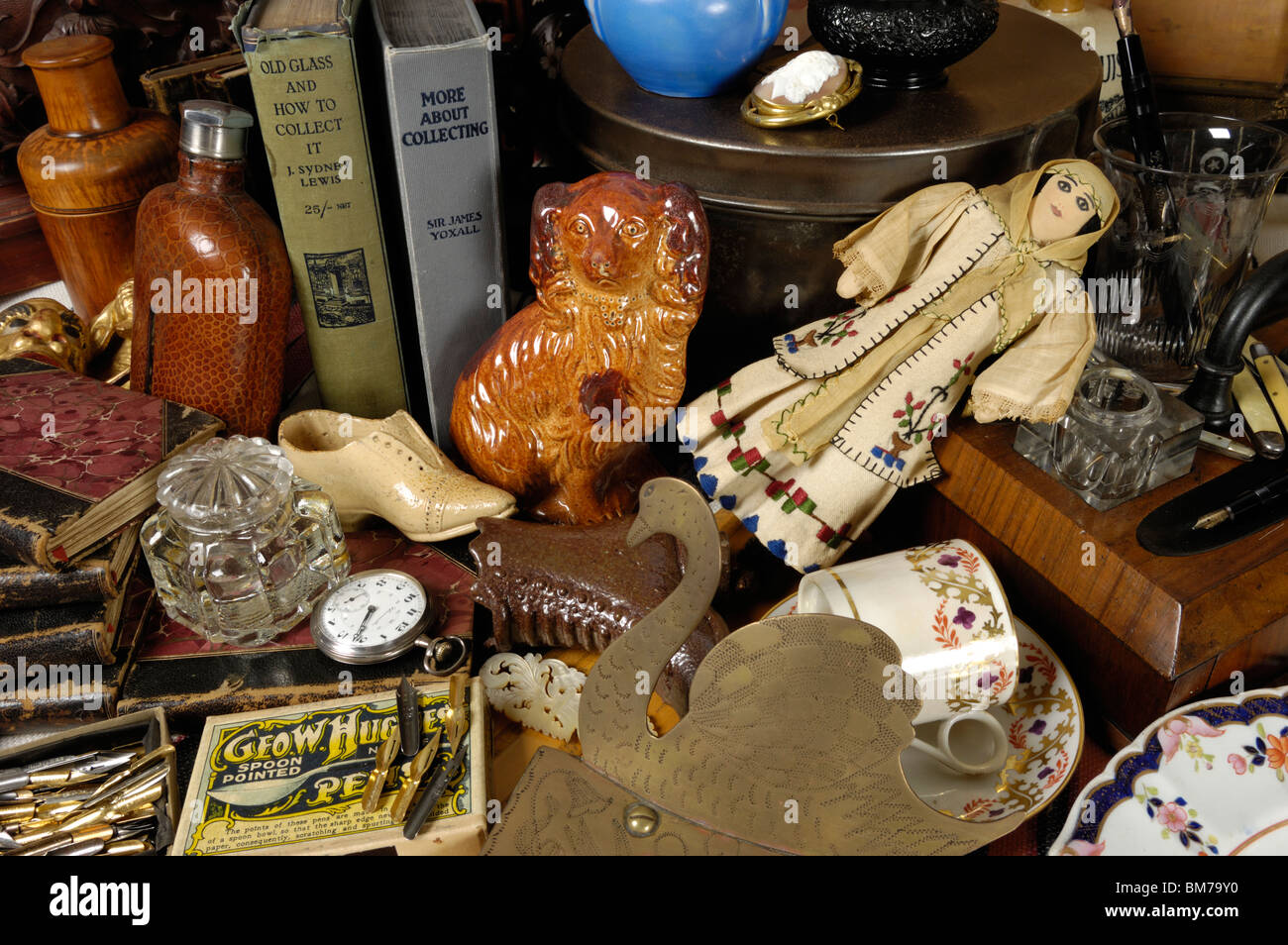 A selection of small antique and collectable items as may be seen on a ...