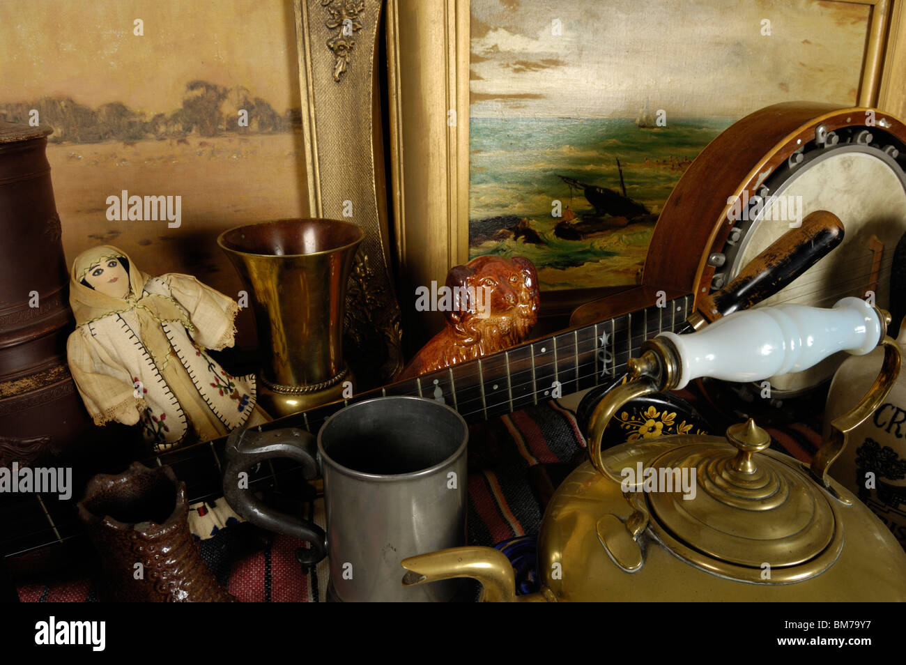A selection of small antique and collectable items as may be seen on a ...