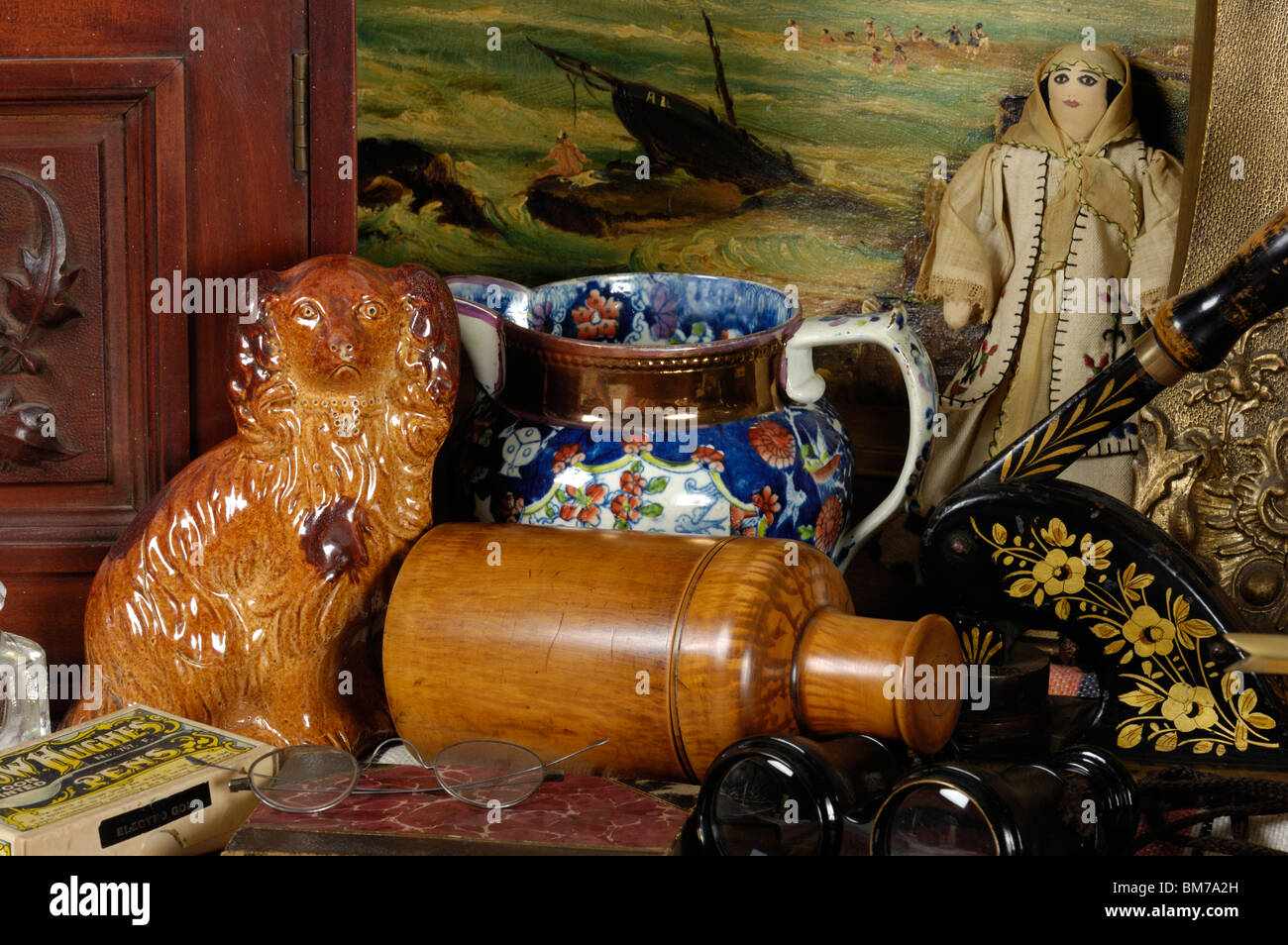 A selection of small antique and collectable items as may be seen on a ...