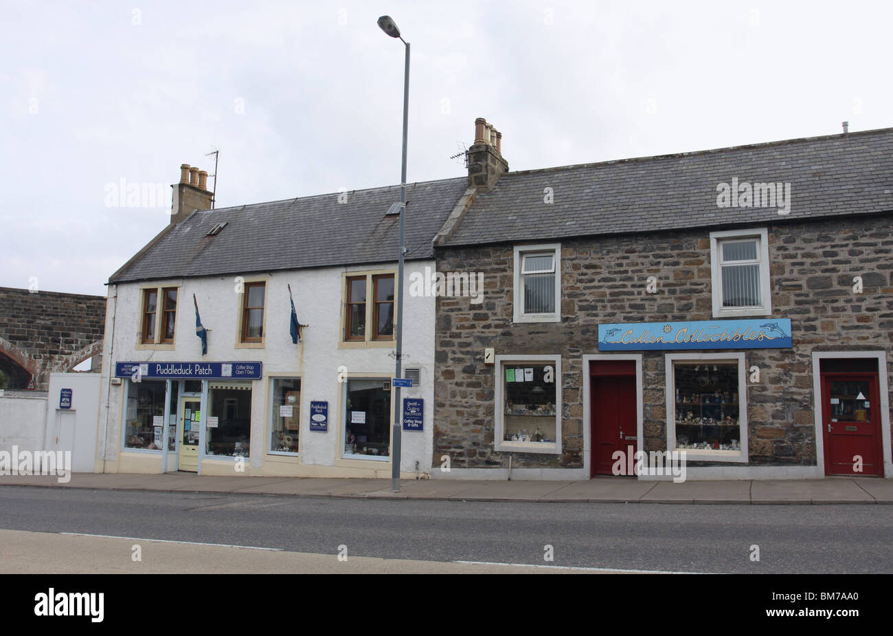 Cullen street scene with shops Scotland May 2010 Stock Photo - Alamy