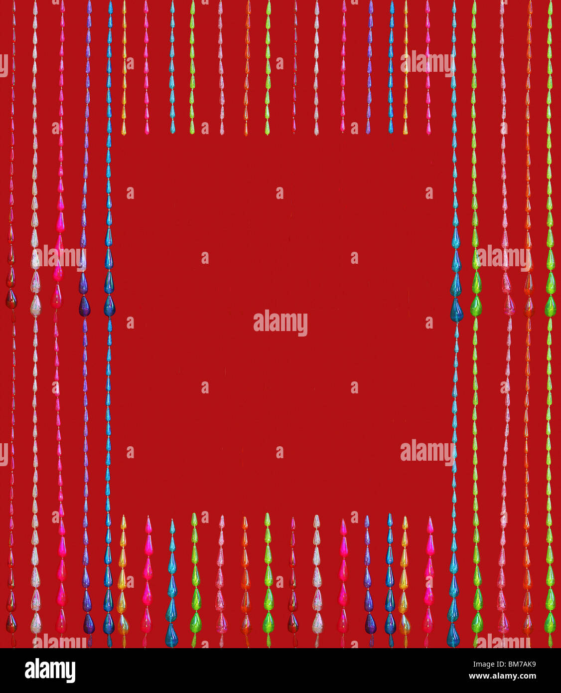 red burlap background with glass bead frame continual pattern Stock ...