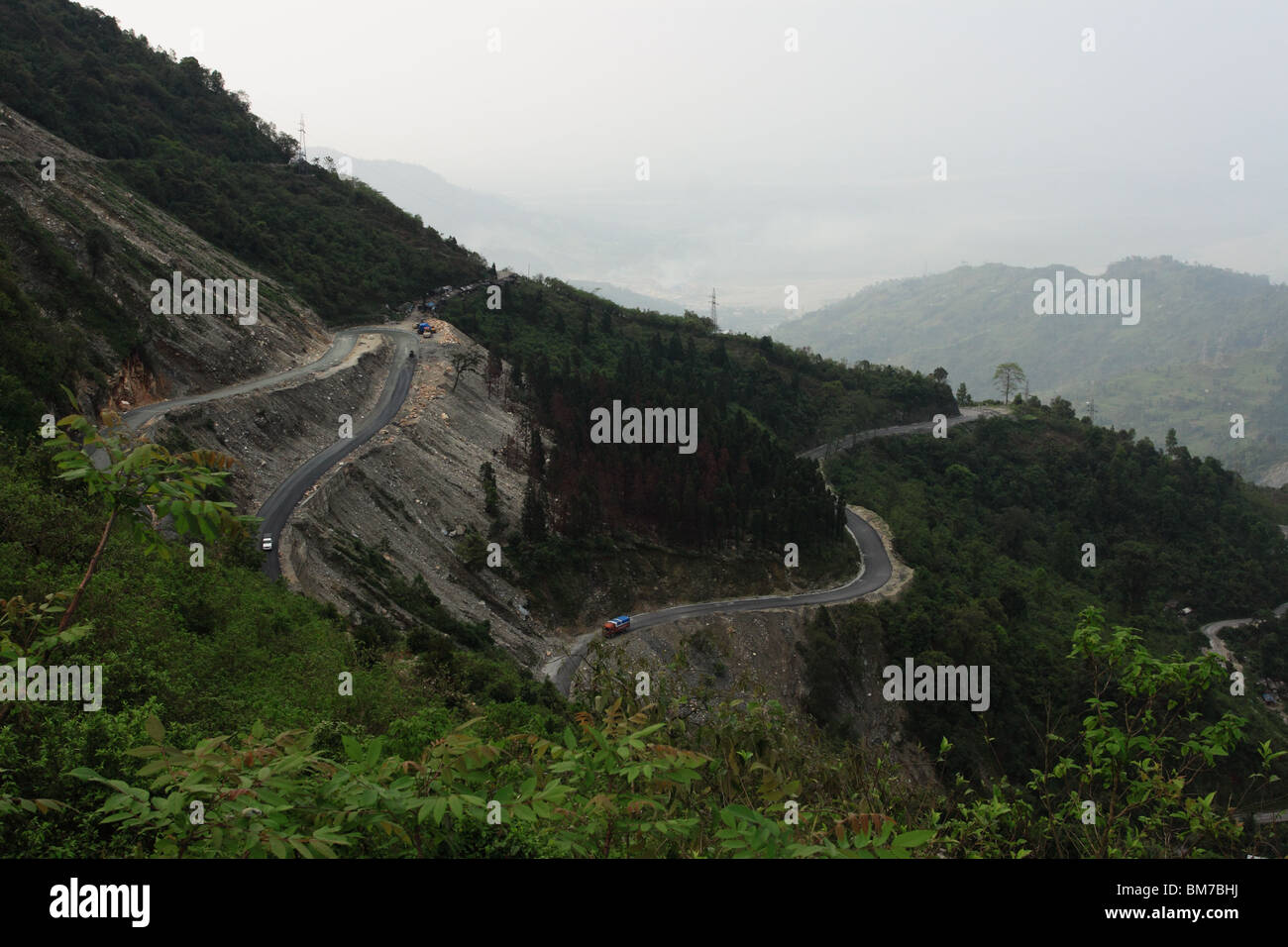 Winding mountain road, Bhutan Stock Photo - Alamy