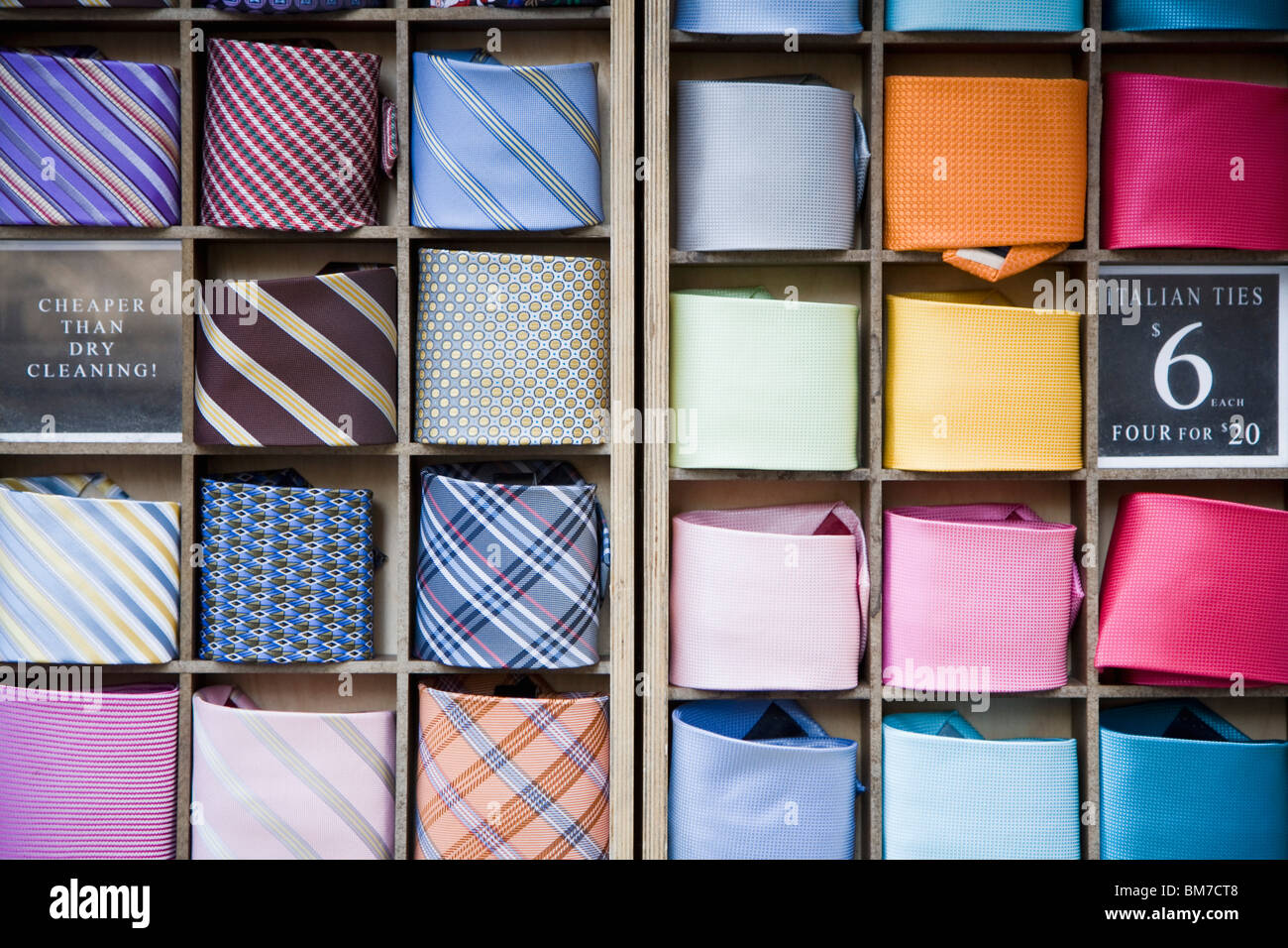 Ties arranged in a shop display Stock Photo - Alamy