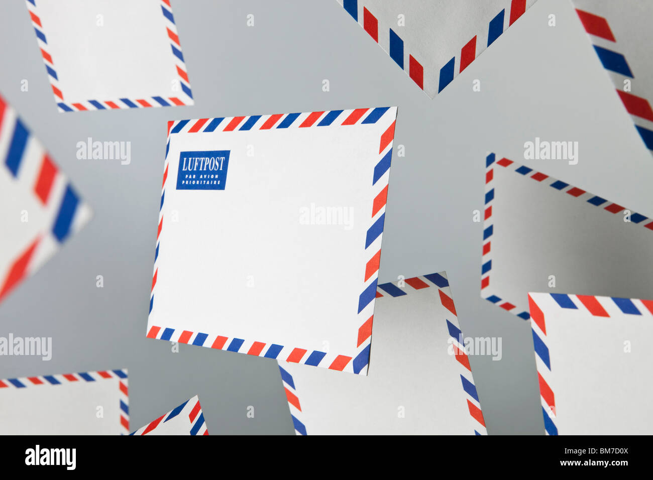Floating air mail envelopes Stock Photo - Alamy