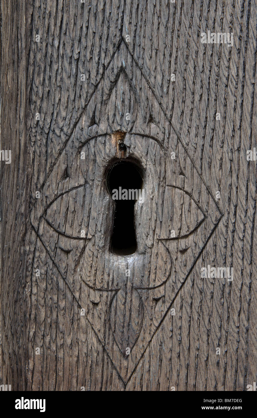 Keyhole in door of St. John the Baptist Church, Baginton, Warwickshire ...