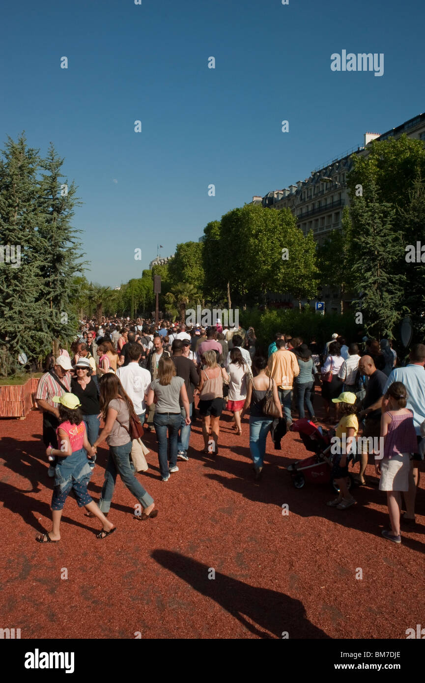Paris, France, Large Crowd people, Front, Walking, Champs-Elysees ...