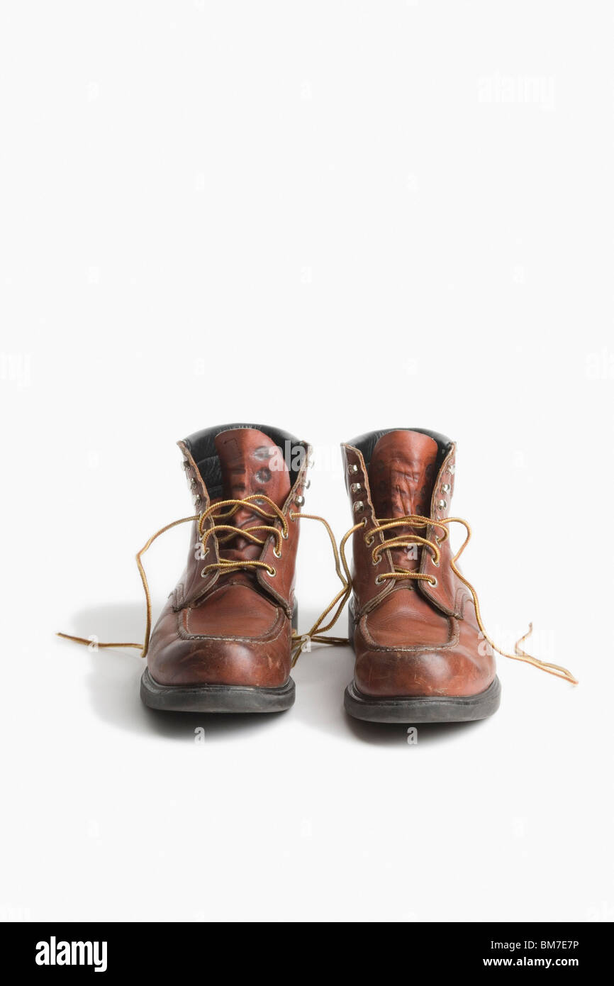 Pair old work boots hi-res stock photography and images - Alamy