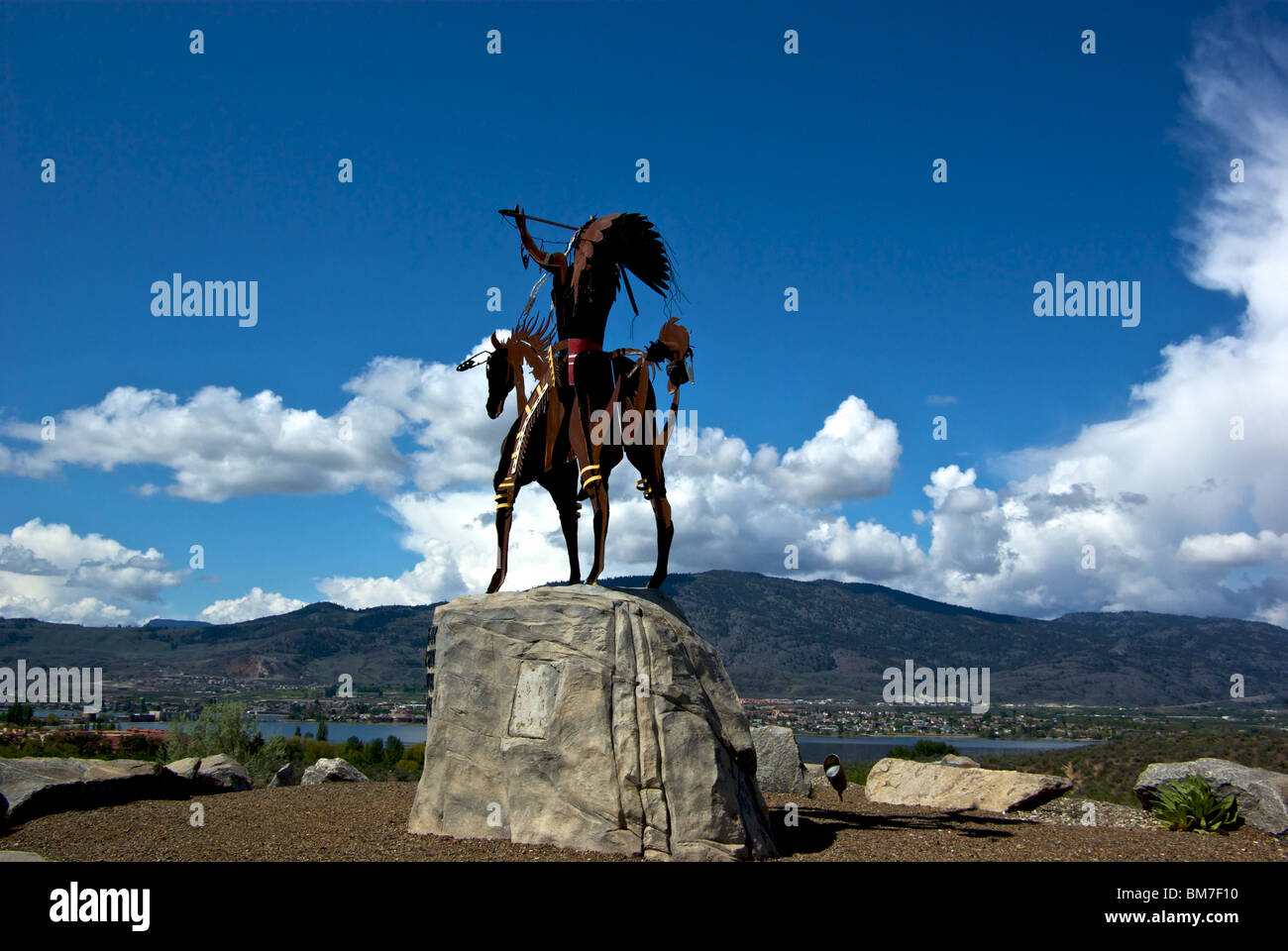 Magnificent Smoker Marchand outdoor metal sculpture of native ...