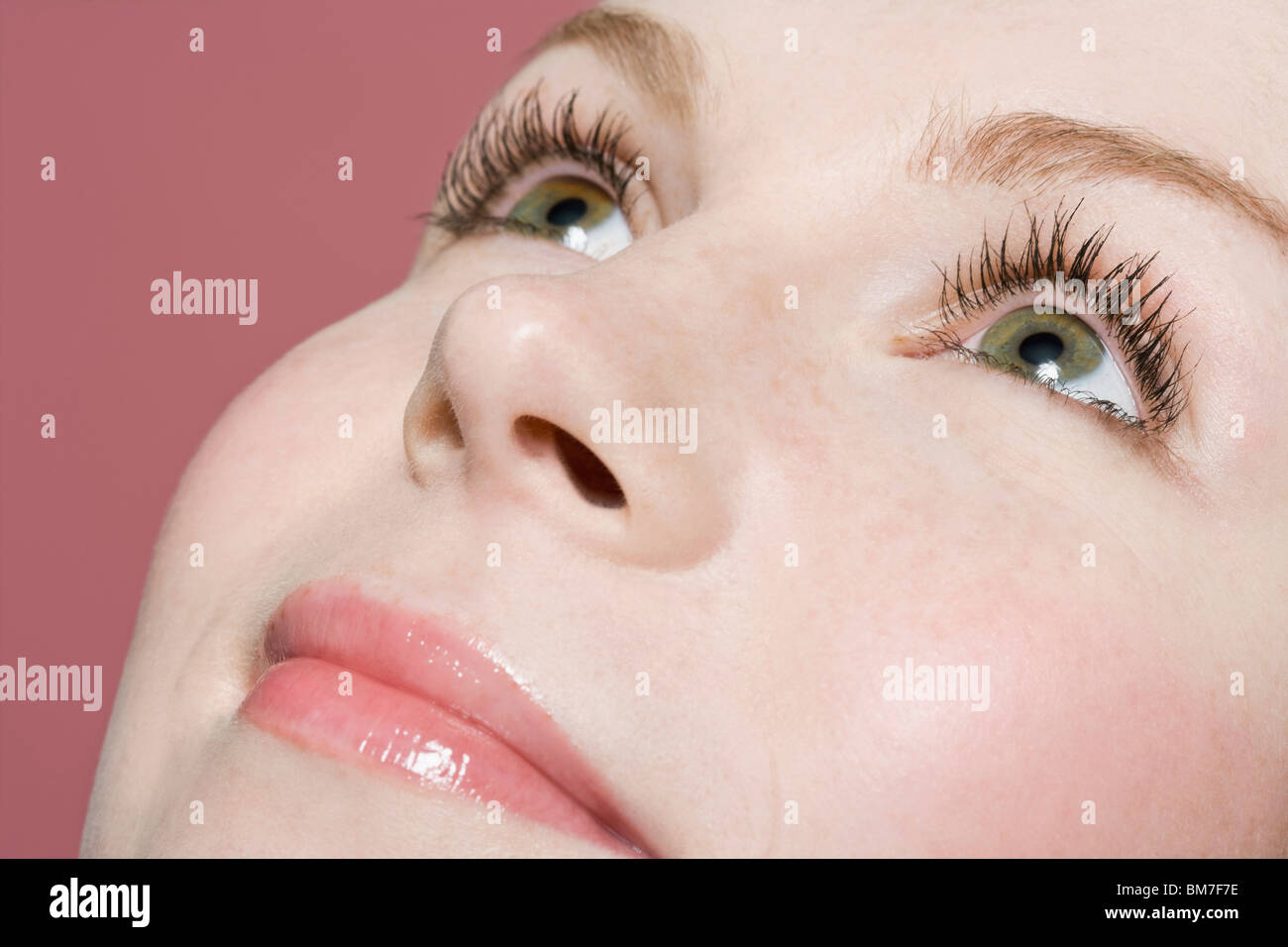 A woman looking up, extreme close up, detail of face Stock Photo - Alamy