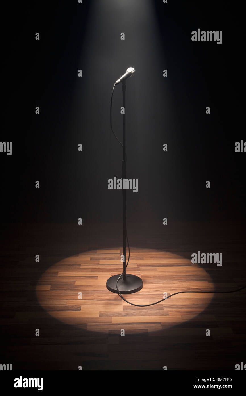 A Spot lit Microphone Stock Photo - Alamy