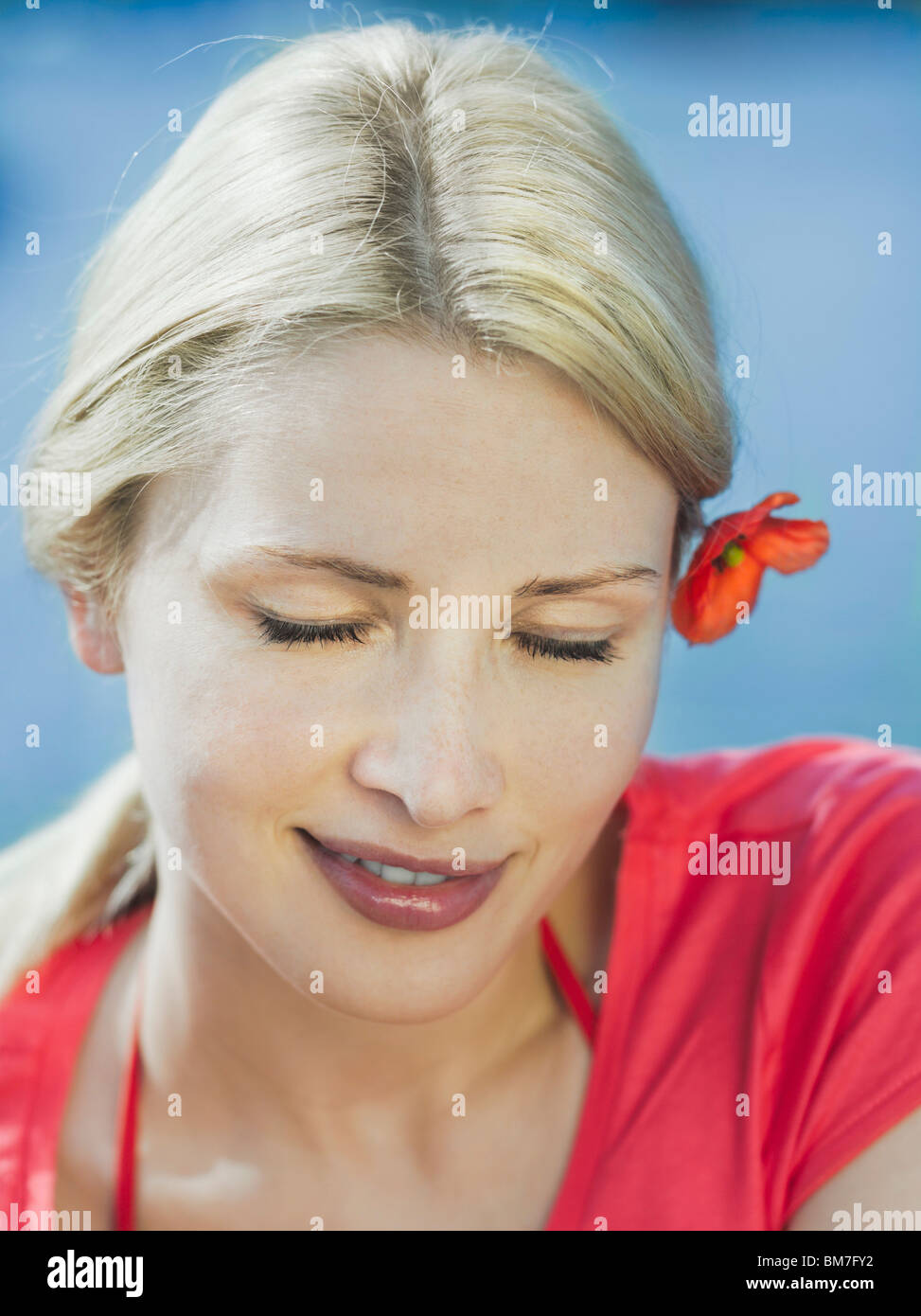 A woman looking peaceful, portrait Stock Photo - Alamy