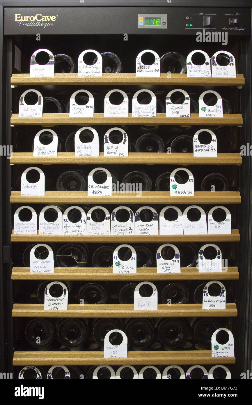 Eurocave Wine Cellar Storage Cabinet with an array of fine wines Stock ...