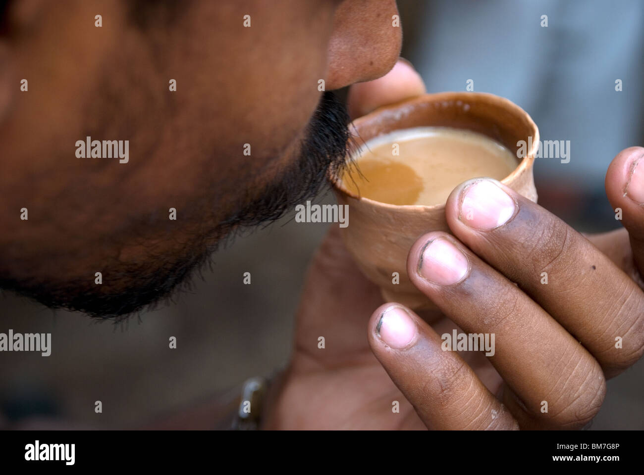 Indian man drinking chai tea hi-res stock photography and images - Alamy
