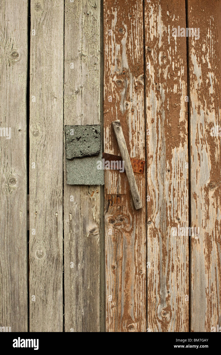 Detail of a latch on a wooden structure Stock Photo - Alamy