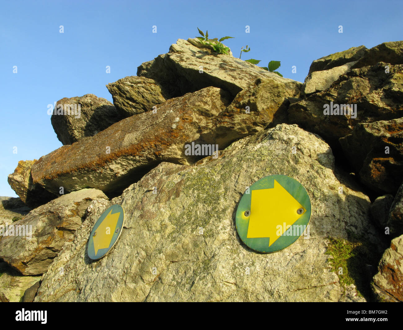 public footpath signs notices in rural Wales Stock Photo - Alamy