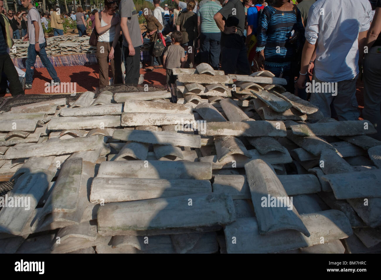 Paris, France, Pile of French TIles, City Center, "Nature Capitale" on ...