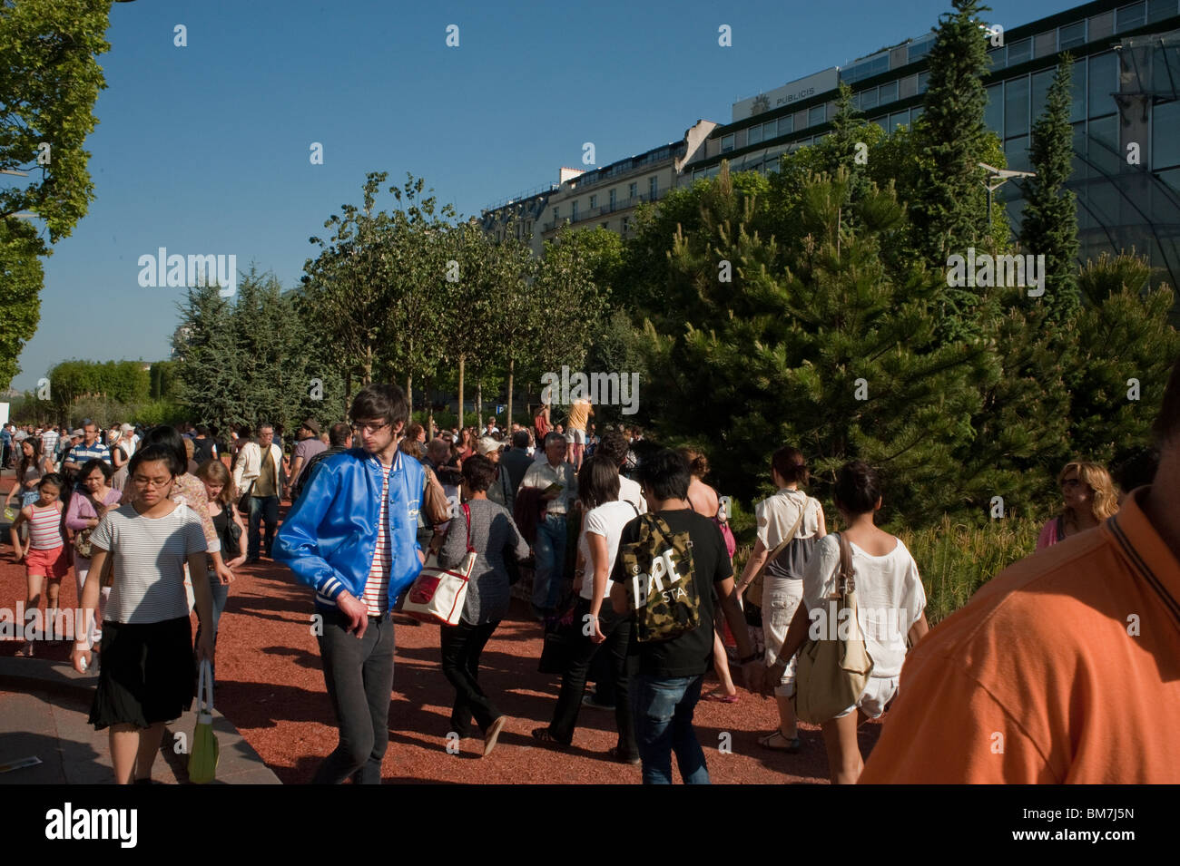 Paris, France, Crowd People, Front, Tourists Walking, Champs-Elysees ...