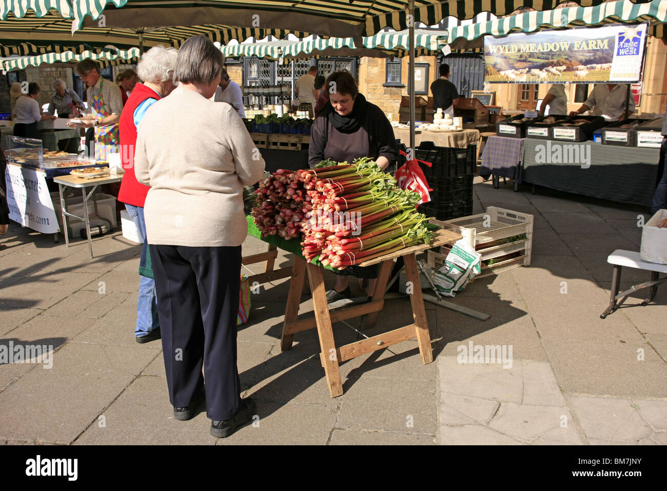 A Dorset Farmers Market stall selling locally grown Rhubarb and ...