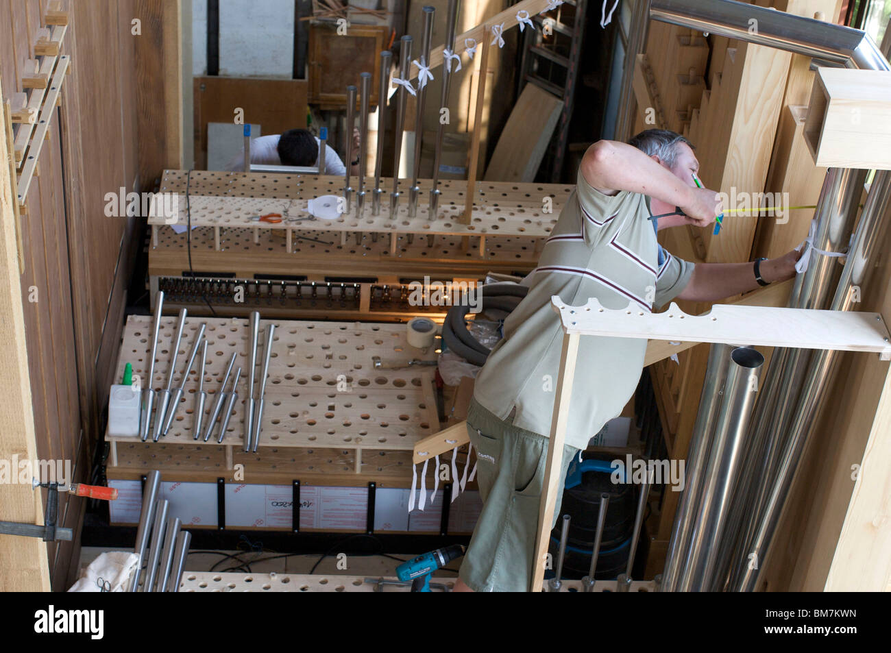 Workshop of a pipe organ builder Stock Photo - Alamy