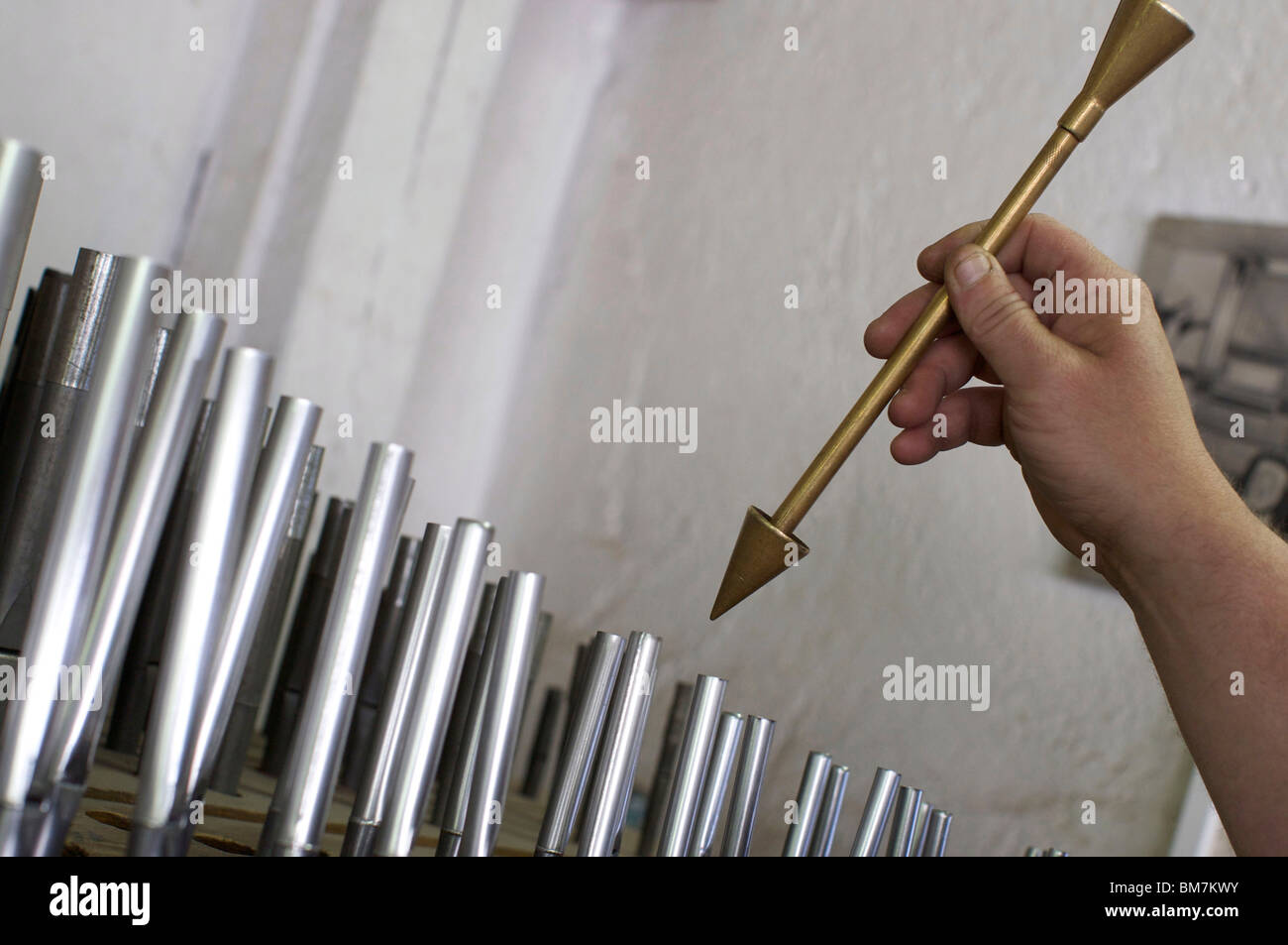 Workshop of a pipe organ builder Stock Photo - Alamy
