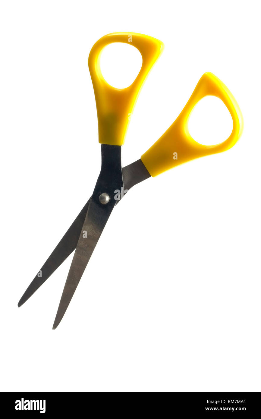A yellow Scissors isolated on white background Stock Photo - Alamy