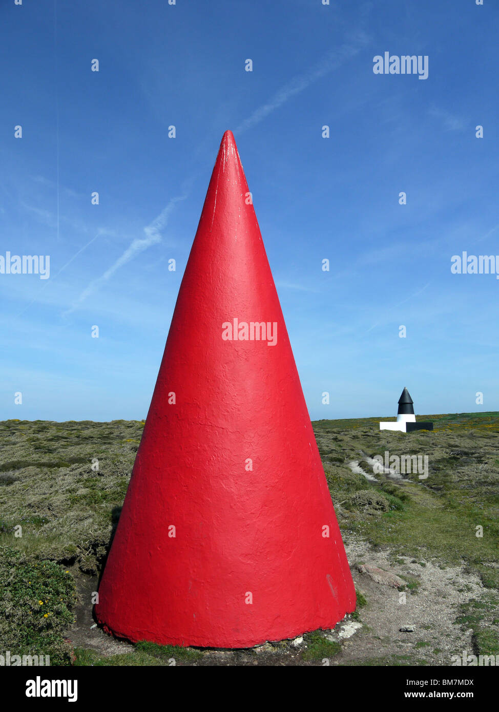Weird Triangulation point marker thing Cornwall UK Stock Photo - Alamy