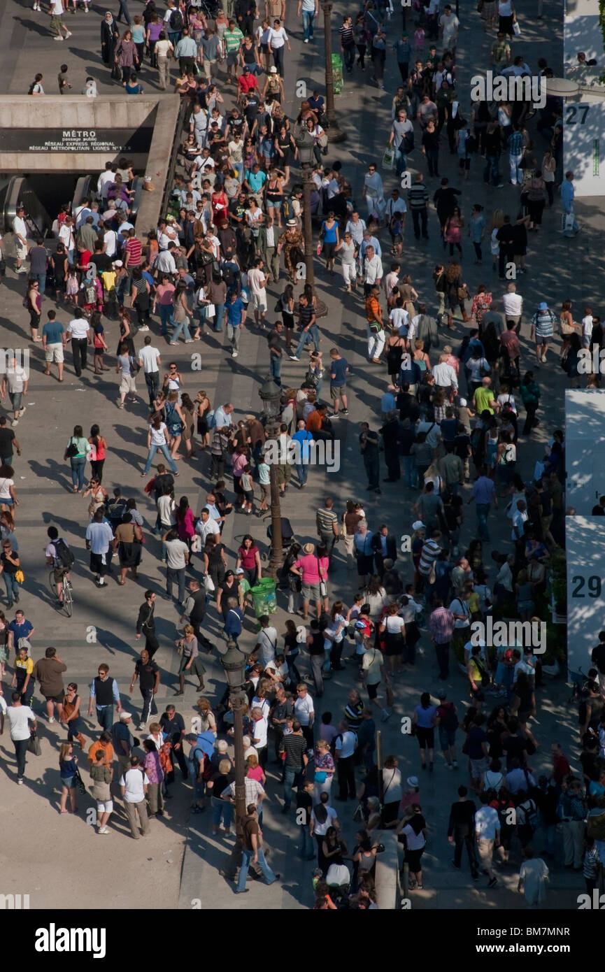 Crowd Scene from above, Overview, from (Arc de Tri-omphe), aerial ...