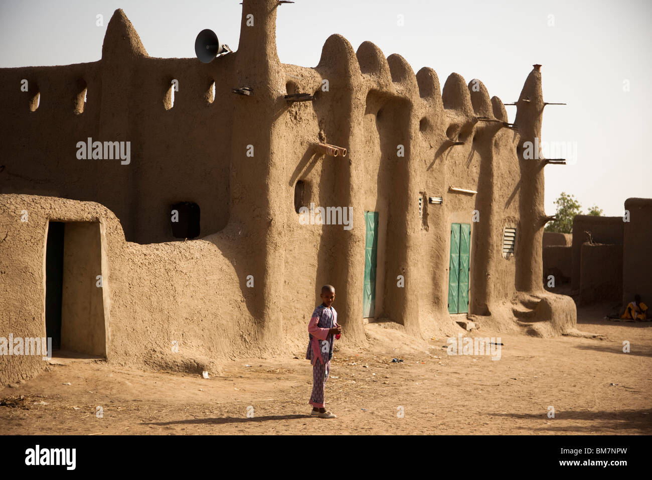 Traditional mud mosque in the Fulani village of Senosa, near Djenne ...