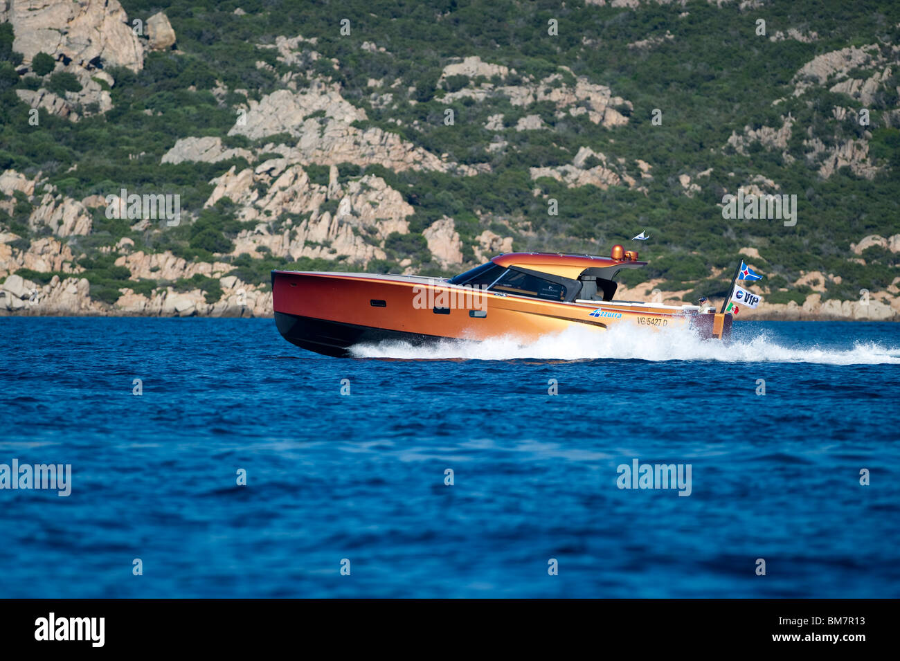 Power boat Maxi Dolphin, La Maddalena, Sardinia. Italy Stock Photo - Alamy
