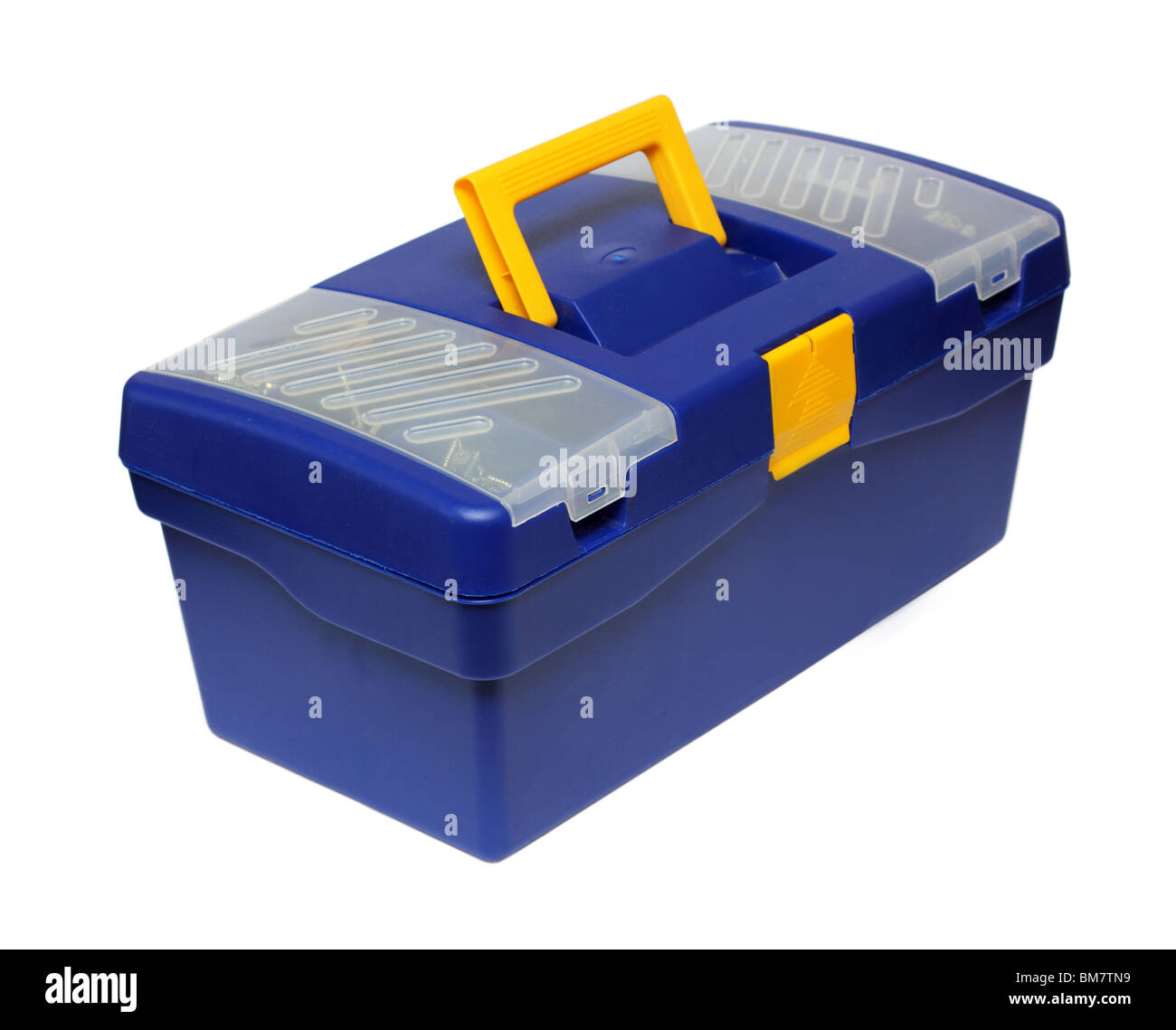 modern blue plastic toolbox isolated on white Stock Photo - Alamy