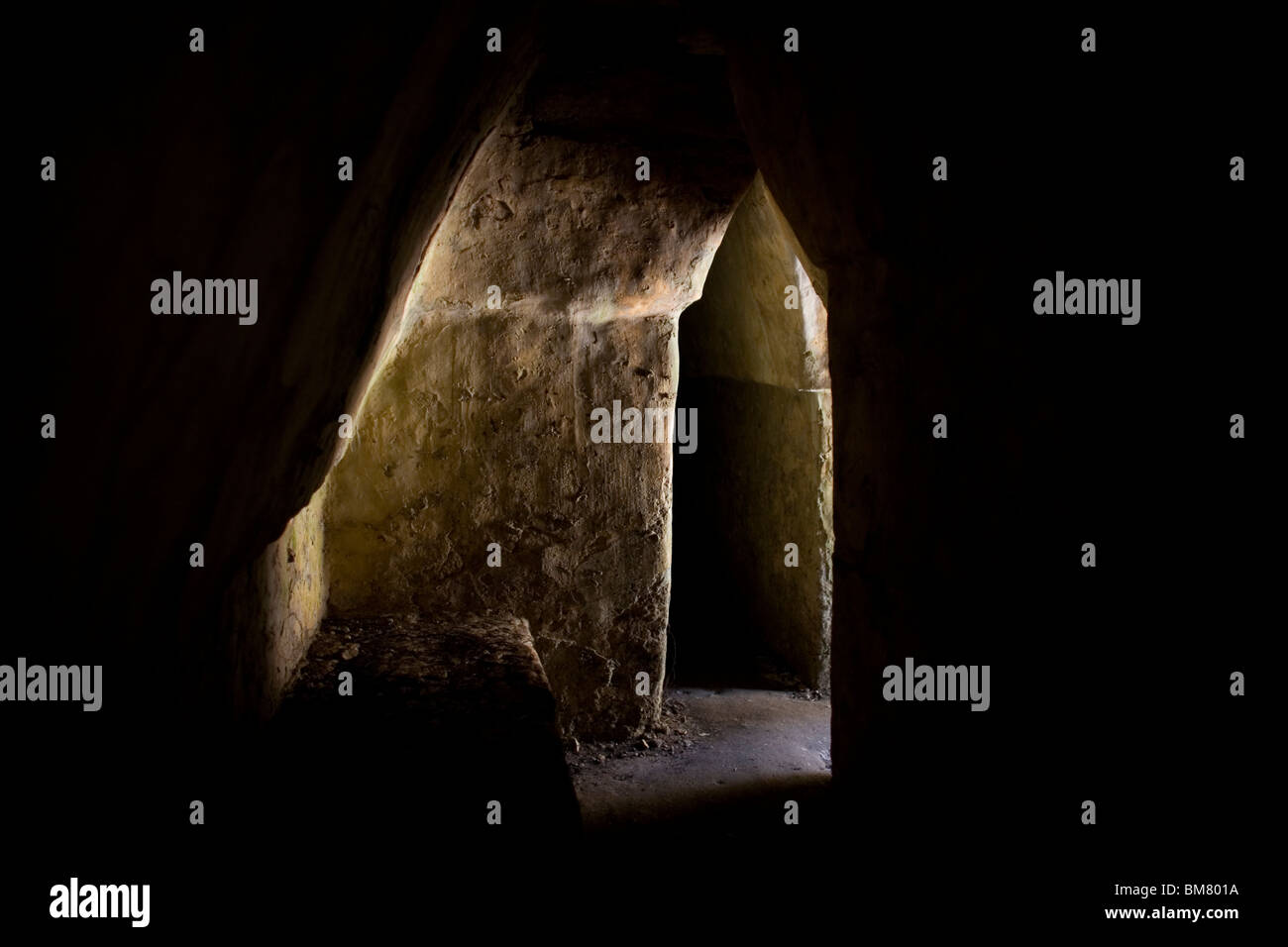 The entrance to the Labyrinth in Building 19 at the ancient Mayan city ...