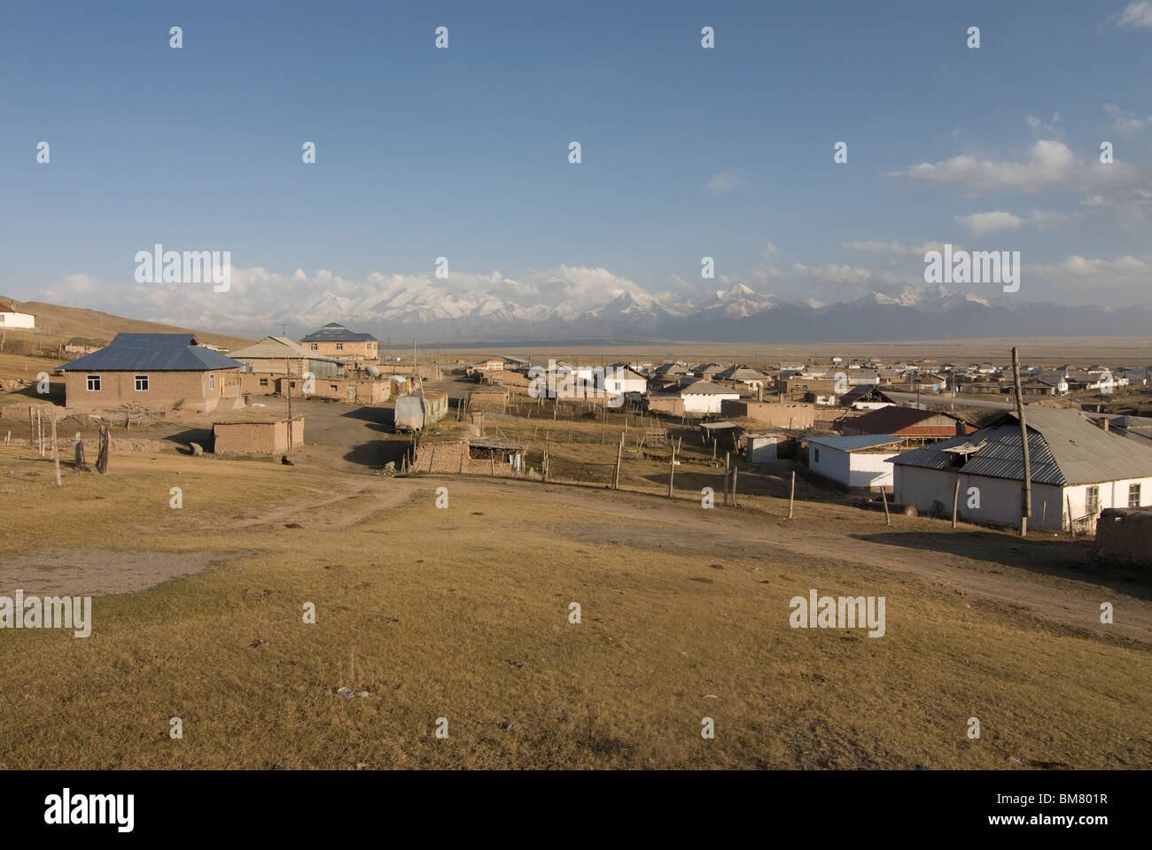 Sary Tash with mountains in the background, Kyrgyzstan Stock Photo - Alamy