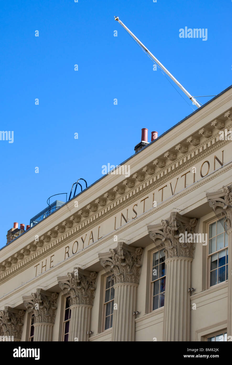 exterior detail of the royal institution, albemarle street, london ...