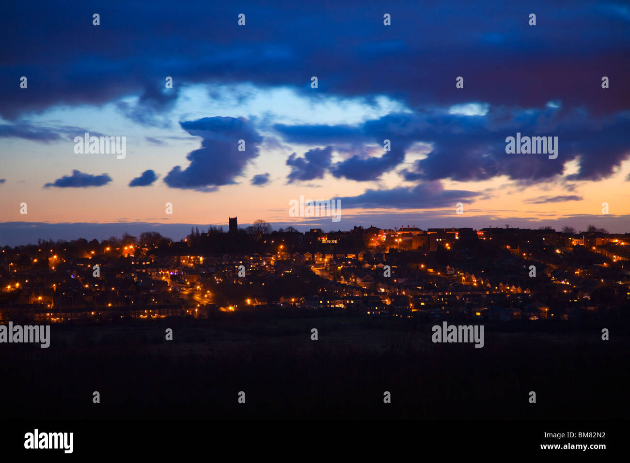 Heanor Town skyline under sunset. Derbyshire uk Stock Photo - Alamy