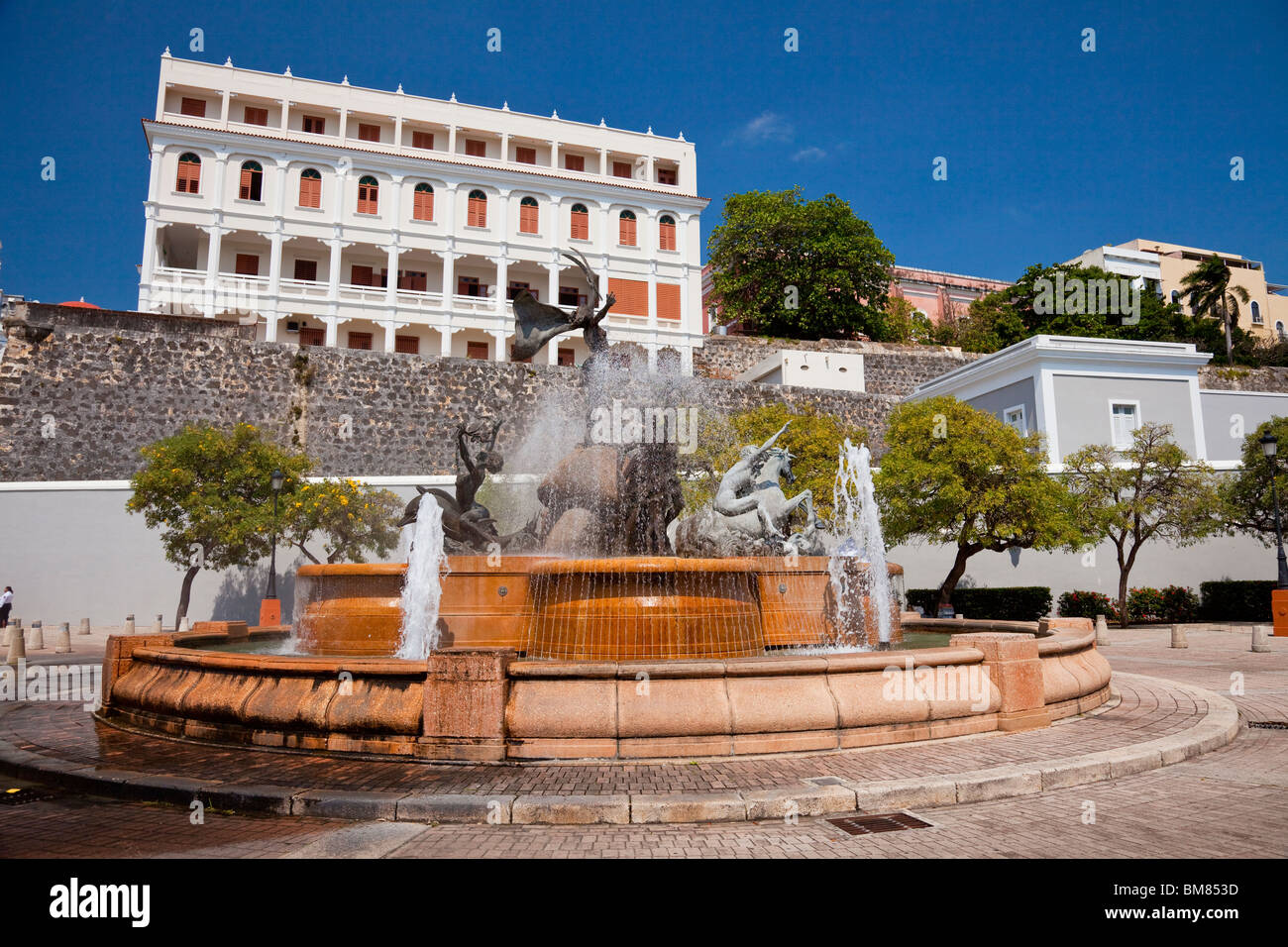 Raices fountain in Old San Juan, Puerto Rico, West Indies Stock Photo ...