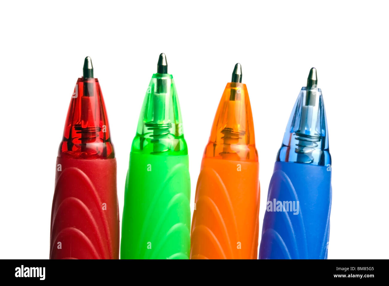 Four colour pens isolated on white background Stock Photo - Alamy