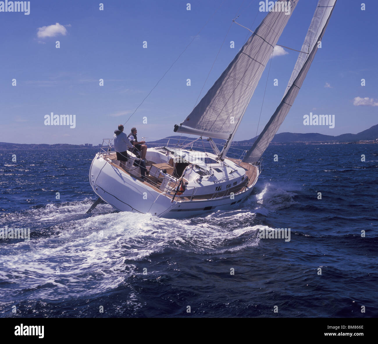 Bavaria Cruiser 45 sailing yacht at sea in bay of Palma de Mallorca ...