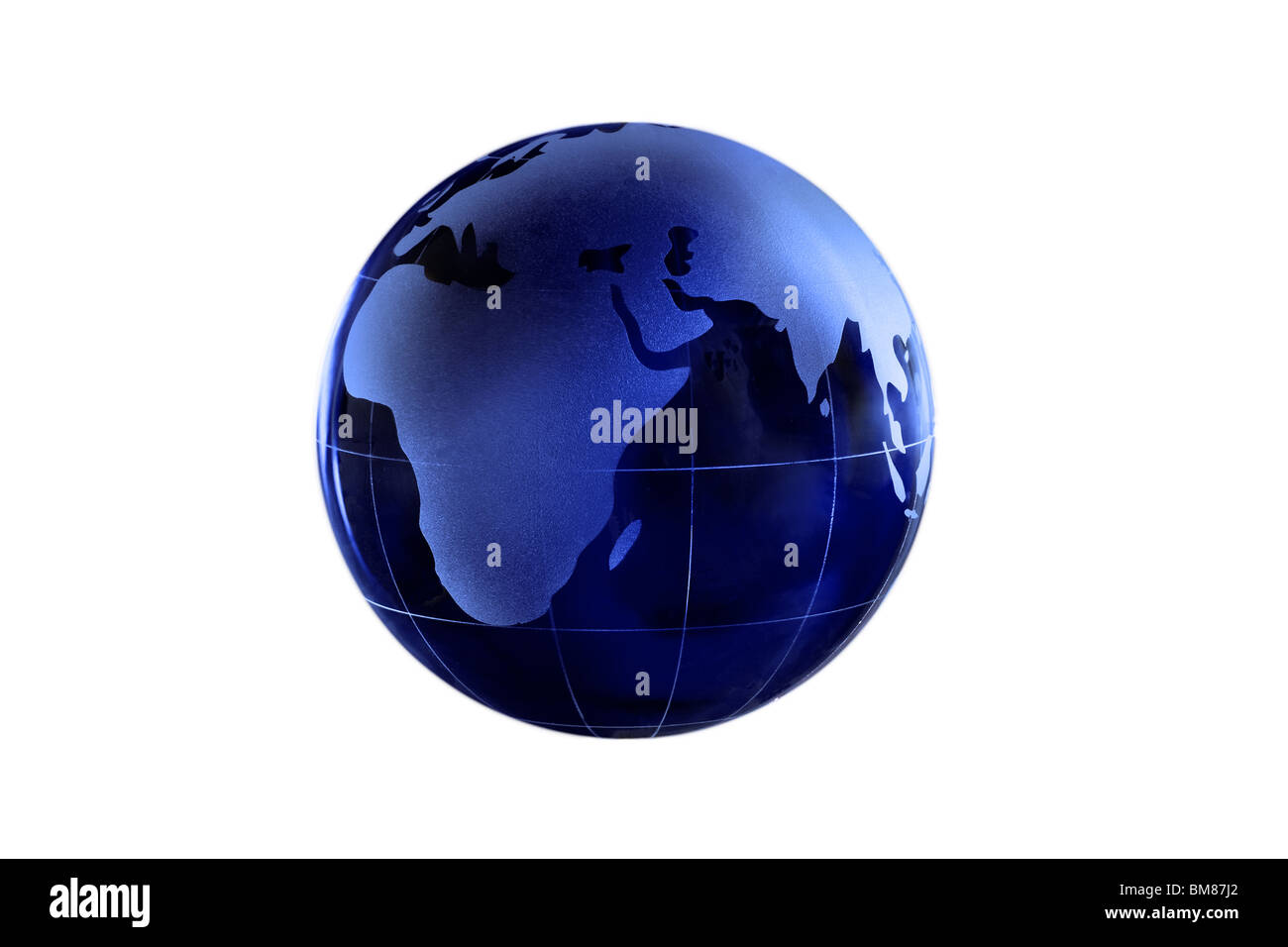 blue glass globe isolated on white background Stock Photo - Alamy