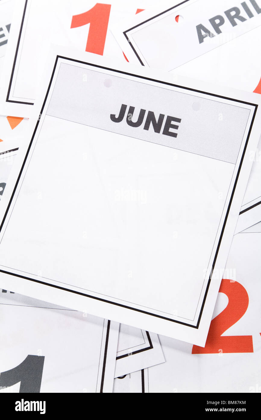 Blank Calendar, June, close up for background Stock Photo - Alamy