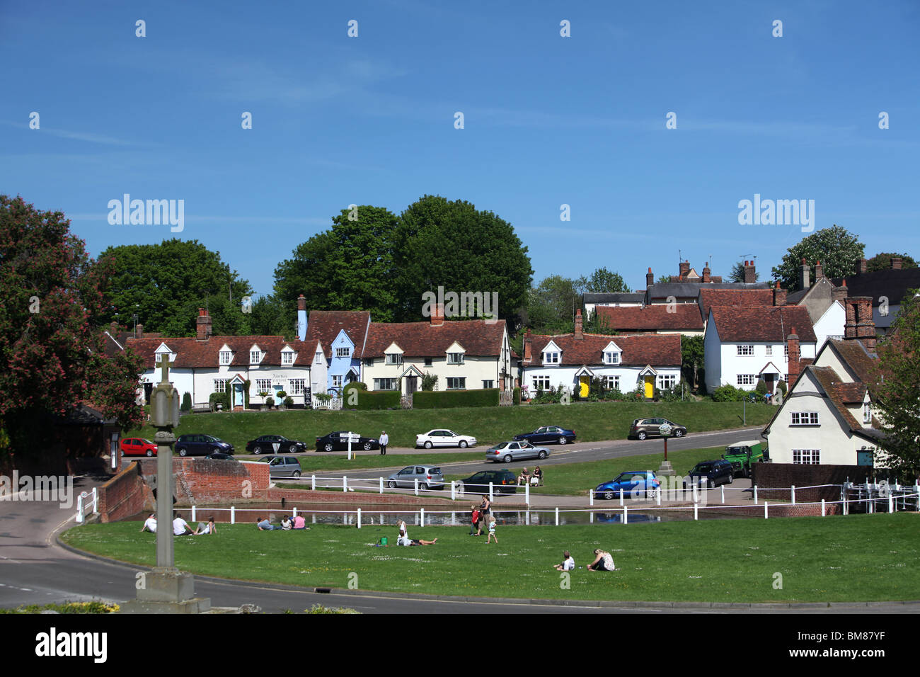 A wide view of the picturesque village of Finchingfield in Essex ...