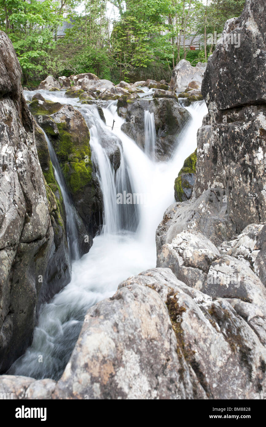 waterfall over the rocks on the river Conwy Stock Photo - Alamy
